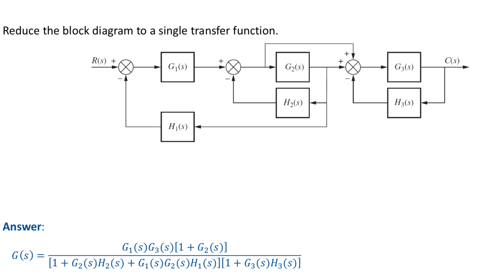 Solved Reduce the block diagram to a single transfer | Chegg.com
