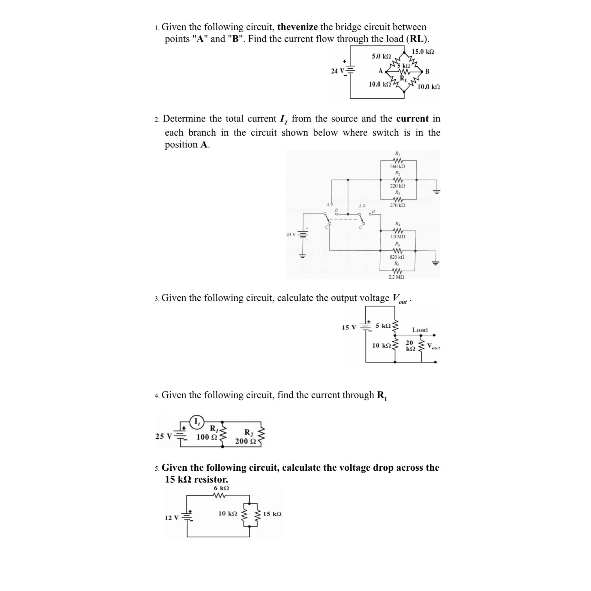Solved Given the following circuit, thevenize the bridge | Chegg.com