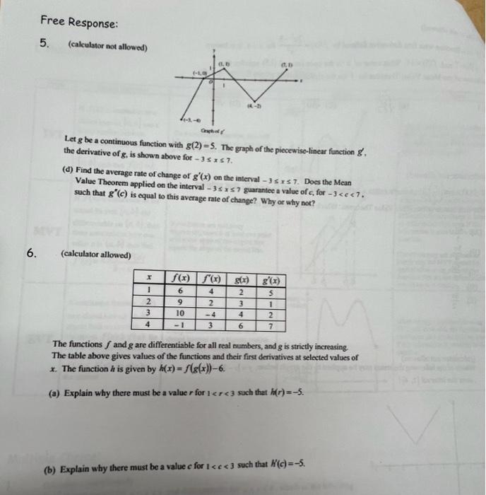 Solved 5. (cakubtor Bot allersed) Let g be a continuous | Chegg.com