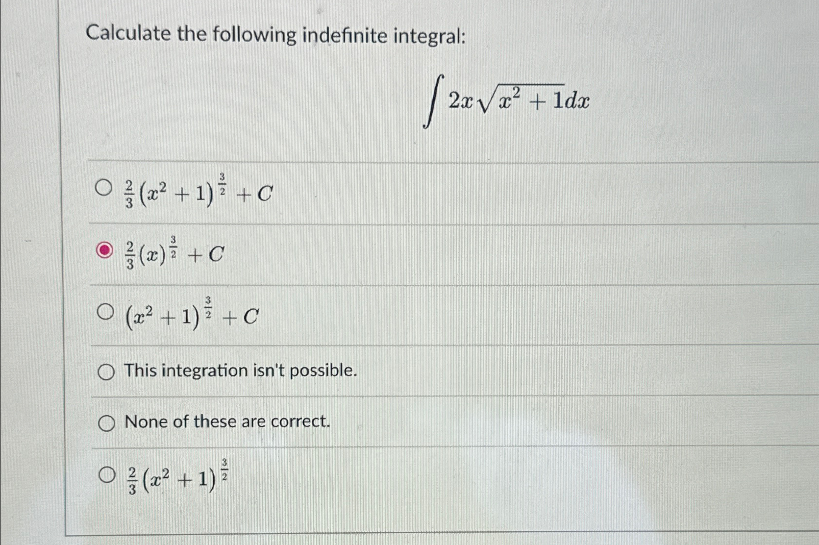 Solved Calculate the following indefinite | Chegg.com
