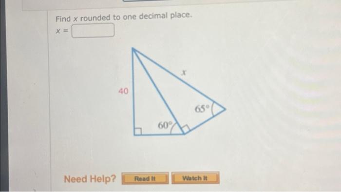 Solved Find x rounded to one decimal place. X = Need Help? | Chegg.com