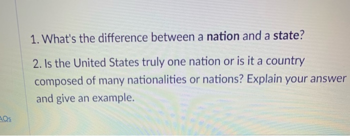 1. What's the difference between a nation and a | Chegg.com