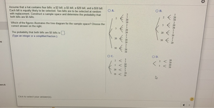 Solved Assume that a hat contains four bills: a $2 bill, a | Chegg.com