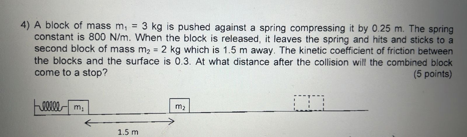 Solved A block of mass m1=3kg ﻿is pushed against a spring | Chegg.com