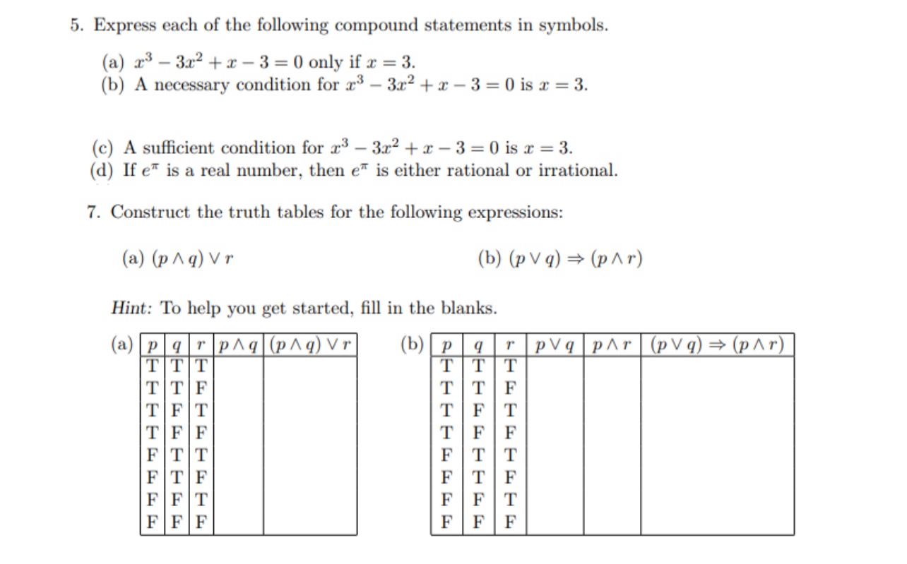 Solved Express each of the following compound statements in | Chegg.com