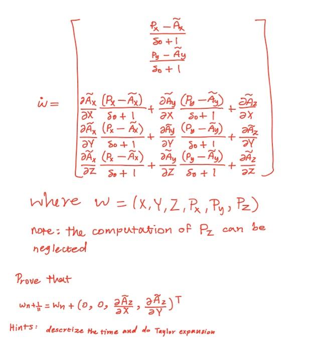 where w=(x,Y,Z,Px,Py,Pz) note: the computation of Pz | Chegg.com