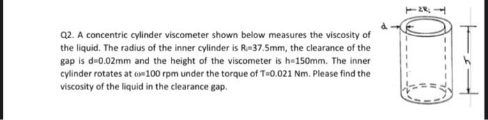 Solved Q2. A concentric cylinder viscometer shown below | Chegg.com