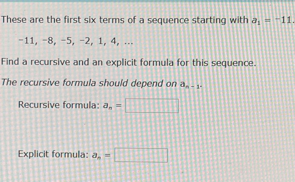 Solved These are the first six terms of a sequence starting | Chegg.com