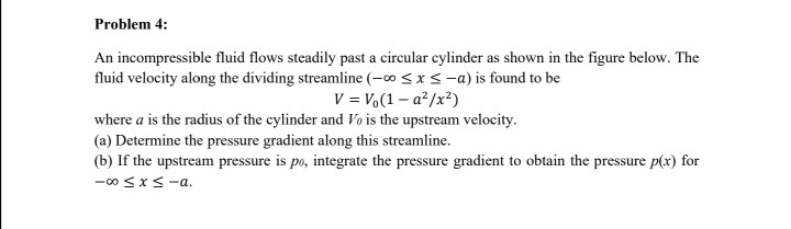 Solved Problem 4: An incompressible fluid flows steadily | Chegg.com