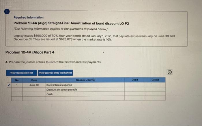Solved Required information Problem 10-4A (Algo) | Chegg.com