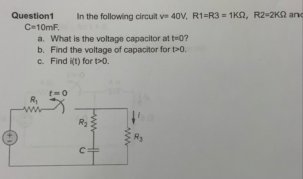 Solved Question1In the following circuit | Chegg.com