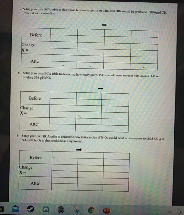 Solved 7. Setup your own BCA table to determine how many | Chegg.com