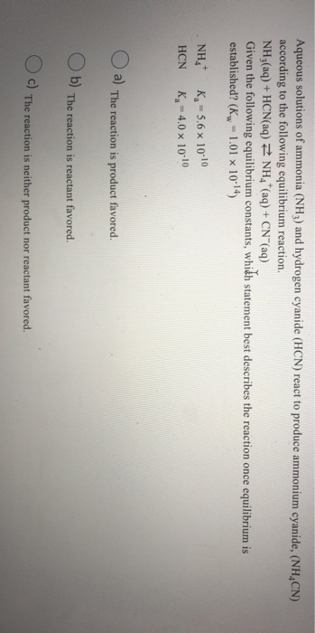 Solved Aqueous solutions of ammonia (NH3) and hydrogen | Chegg.com