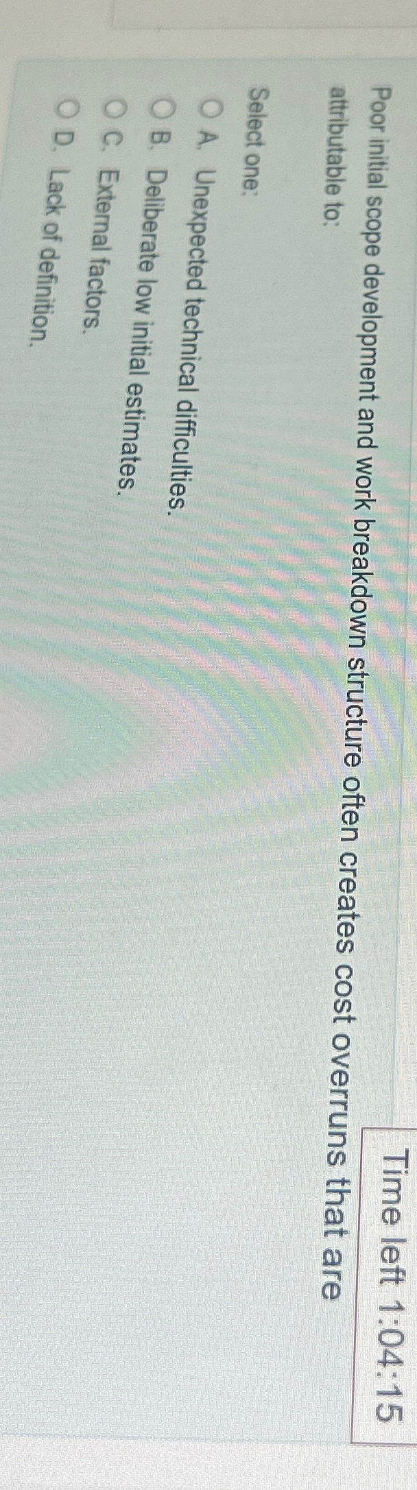 Solved Poor initial scope development and work breakdown | Chegg.com