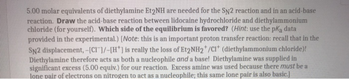 5.00 molar equivalents of diethylamine Et2NH are | Chegg.com