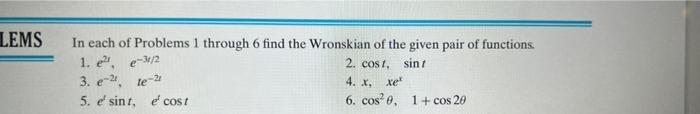 Solved LEMS In each of Problems 1 through 6 find the | Chegg.com