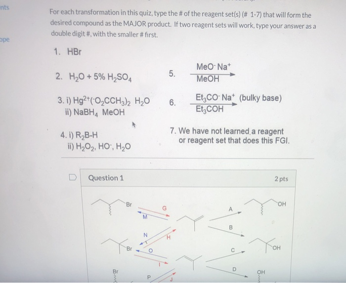 Solved Reagent for A Reagent for G Reagent for B Reagent for | Chegg.com