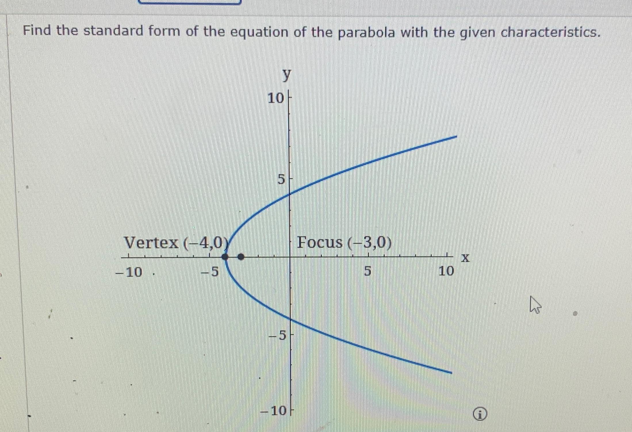 Solved Find the standard form of the equation of the | Chegg.com