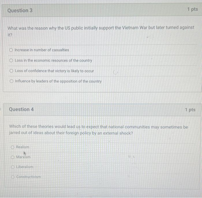 Solved Question 3 1 pts What was the reason why the US | Chegg.com