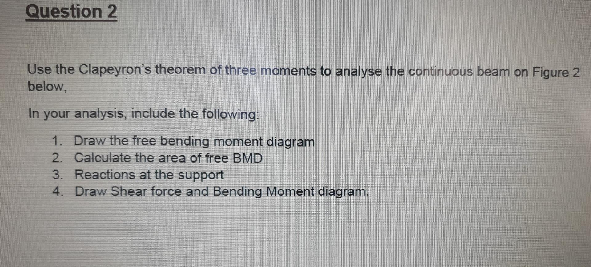 Solved Question 2 Use the Clapeyron's theorem of three | Chegg.com