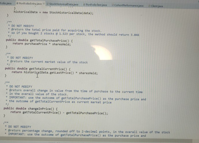 Solved + Portfolio Test.java Client java } Portfolio.java | Chegg.com