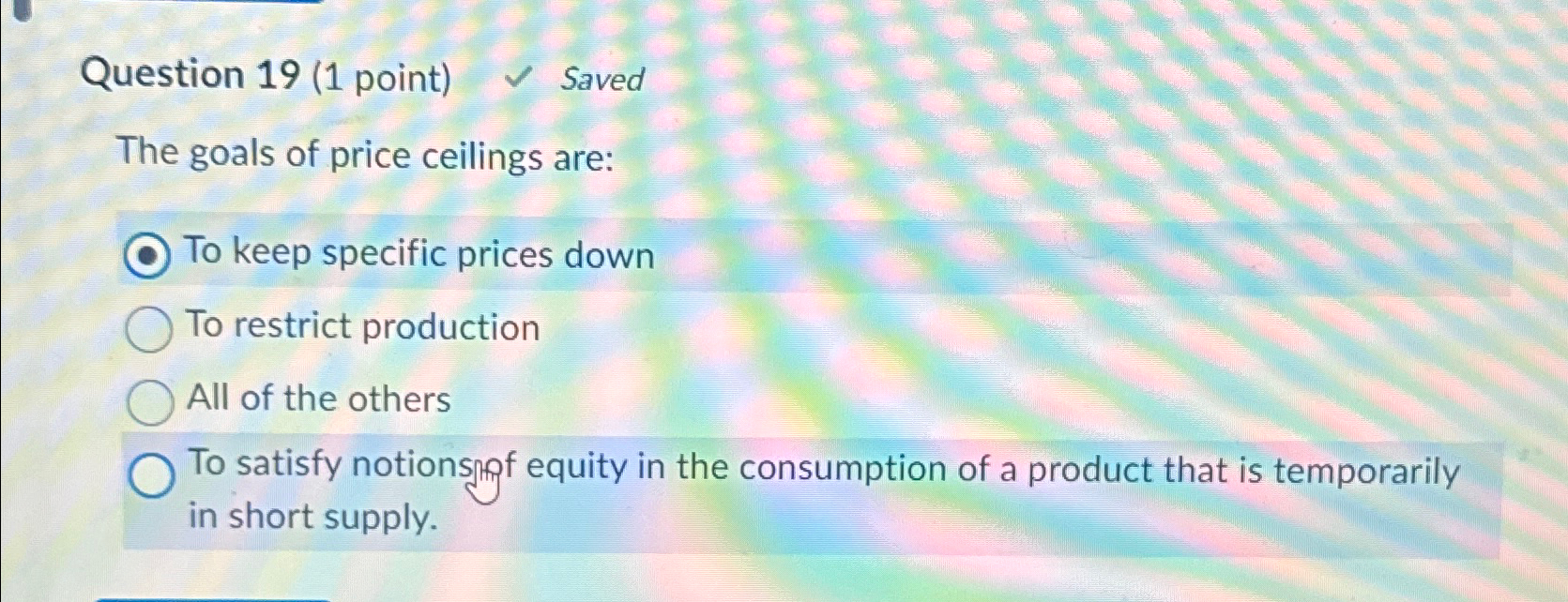 Solved Question 19 (1 ﻿point) ﻿SavedThe goals of price | Chegg.com