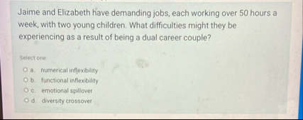 Solved Jaime and Elizabeth have demanding jobs, each working | Chegg.com