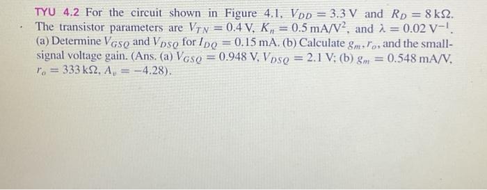 Solved Figure 4.1 NMOS commonsource circuit with timevarying | Chegg.com
