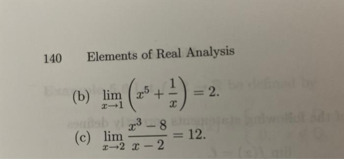 Solved 140 Elements of Real Analysis = 2. (b) lim (25 + - | Chegg.com