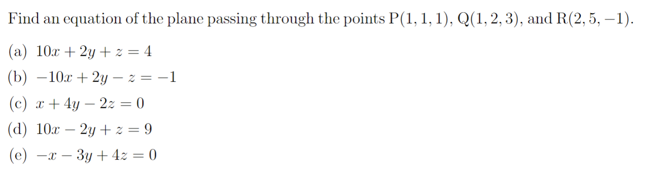 Solved Find an equation of the plane passing through the | Chegg.com