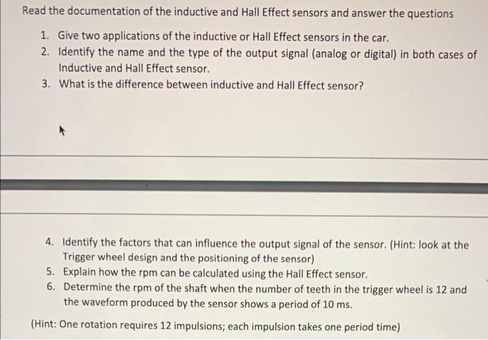 Solved Read the documentation of the inductive and Hall | Chegg.com