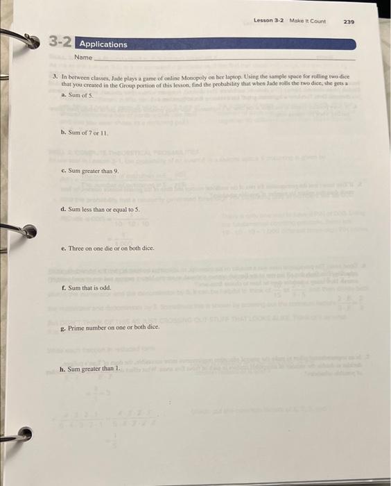 Solved Lesson 3.2 Moke it Count 239 Applications Name 3. In | Chegg.com