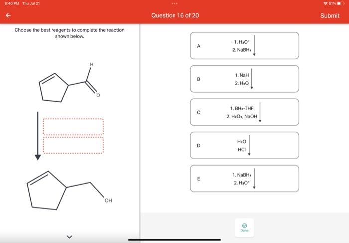 Solved Choose the best reagents to complete the reaction | Chegg.com