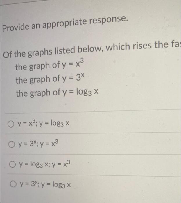 Solved Provide an appropriate response. Of the graphs listed | Chegg.com