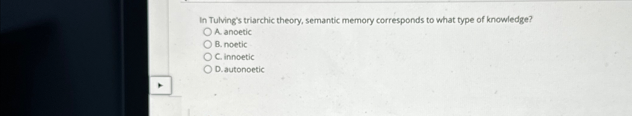 Solved In Tulving's triarchic theory, semantic memory | Chegg.com Solved In Tulving's triarchic theory, semantic memory | Chegg.com