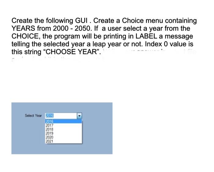 Solved Create The Following Gul Create A Choice Menu 