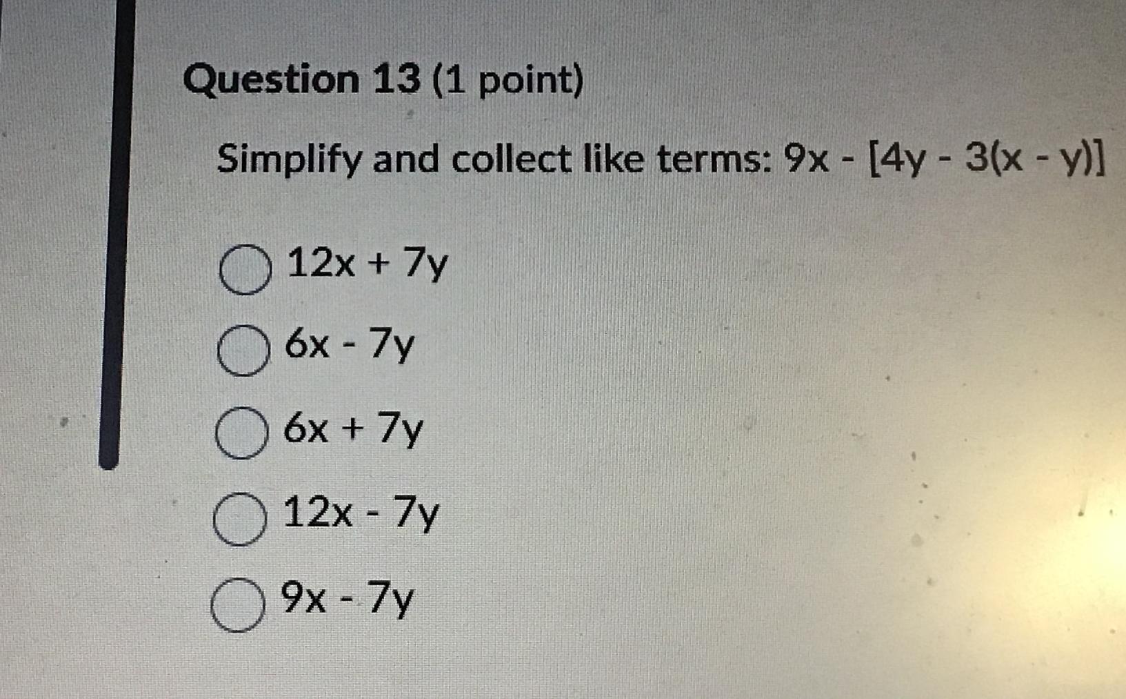 Solved Question 13 (1 ﻿point)Simplify and collect like | Chegg.com