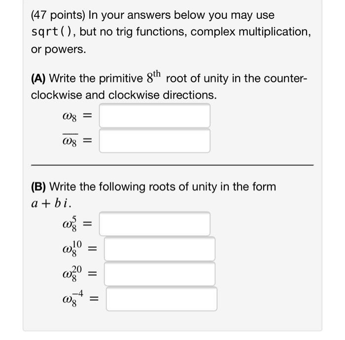 Solved (47 points) In your answers below you may use sqrt(), | Chegg.com