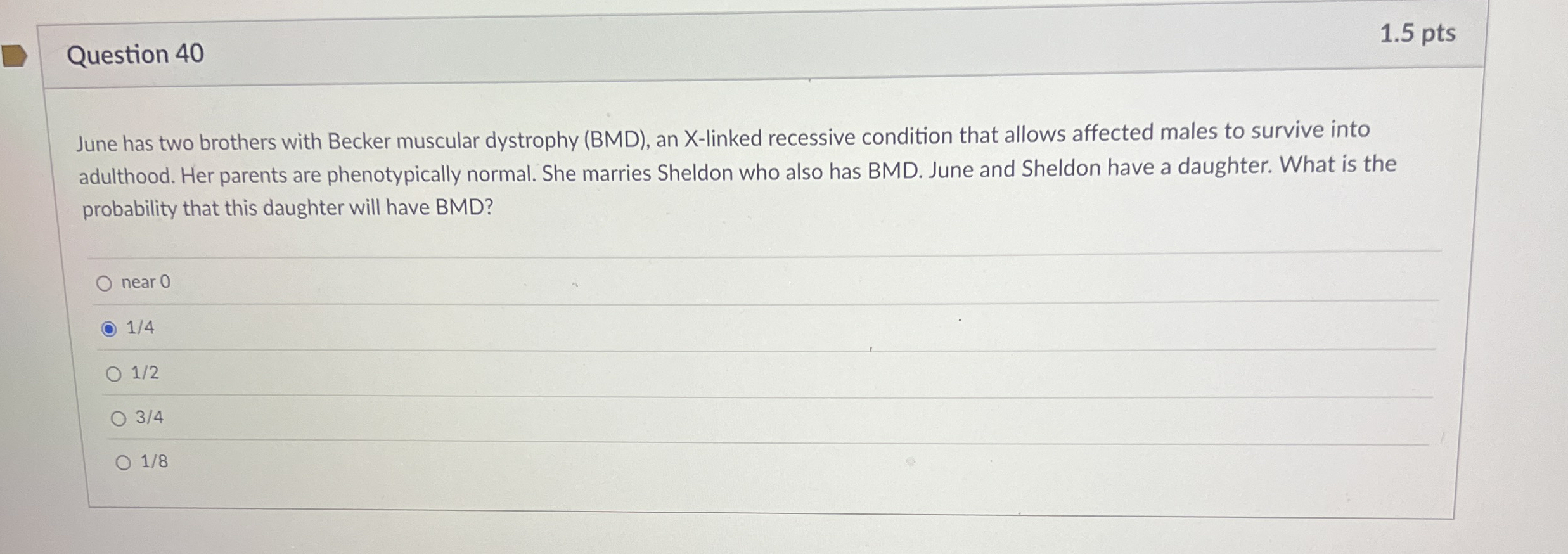 Solved Question 401.5 ﻿ptsJune has two brothers with Becker | Chegg.com