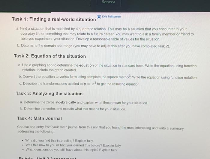 Solved Task 1: Finding a real-world situation a. Find a | Chegg.com