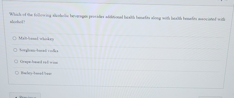 Solved Which of the following alcoholic beverages provides | Chegg.com