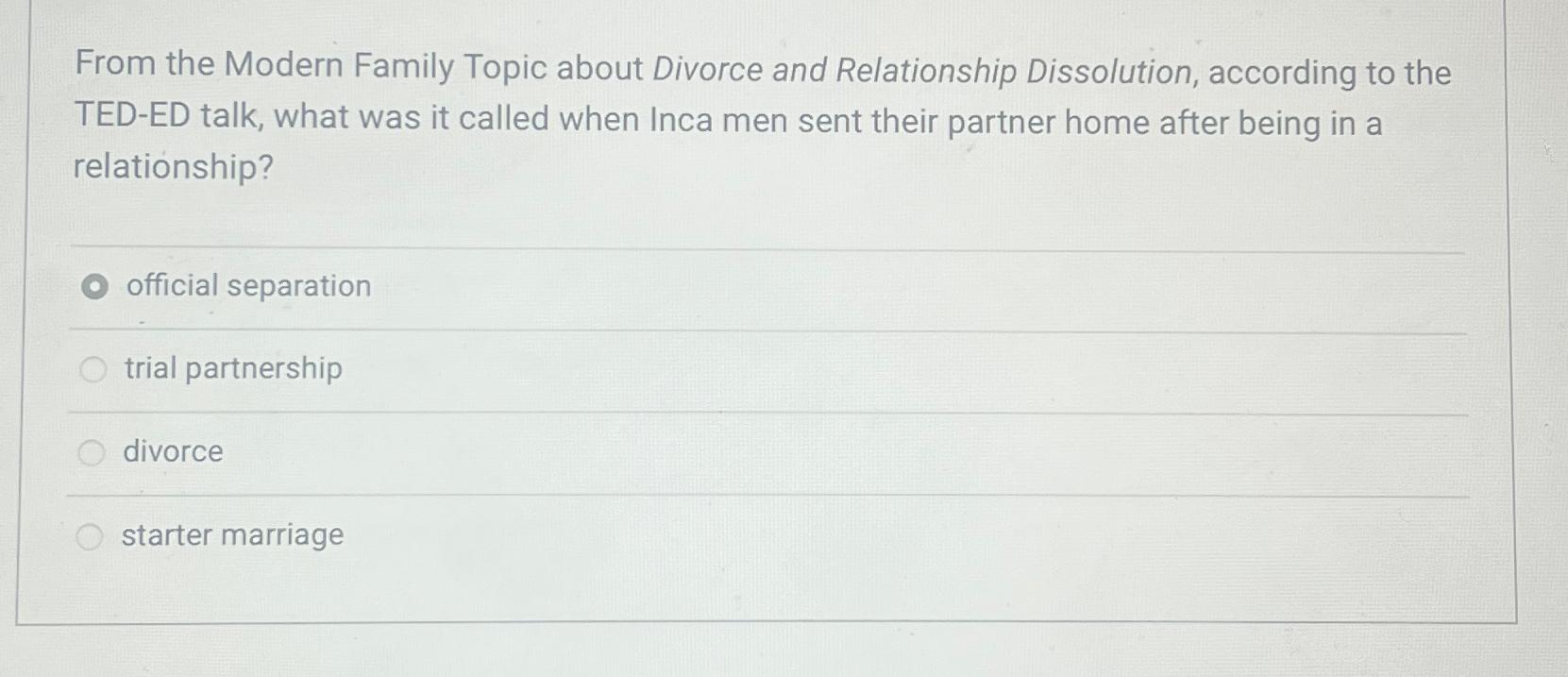 Solved From the Modern Family Topic about Divorce and | Chegg.com