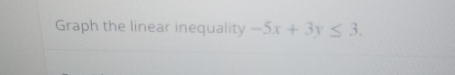 Solved Graph the linear inequality -5x+3y≤3 | Chegg.com