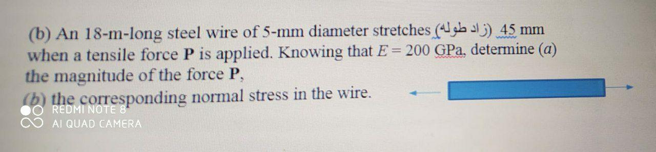Solved (b) An 18-m-long steel wire of 5-mm diameter | Chegg.com