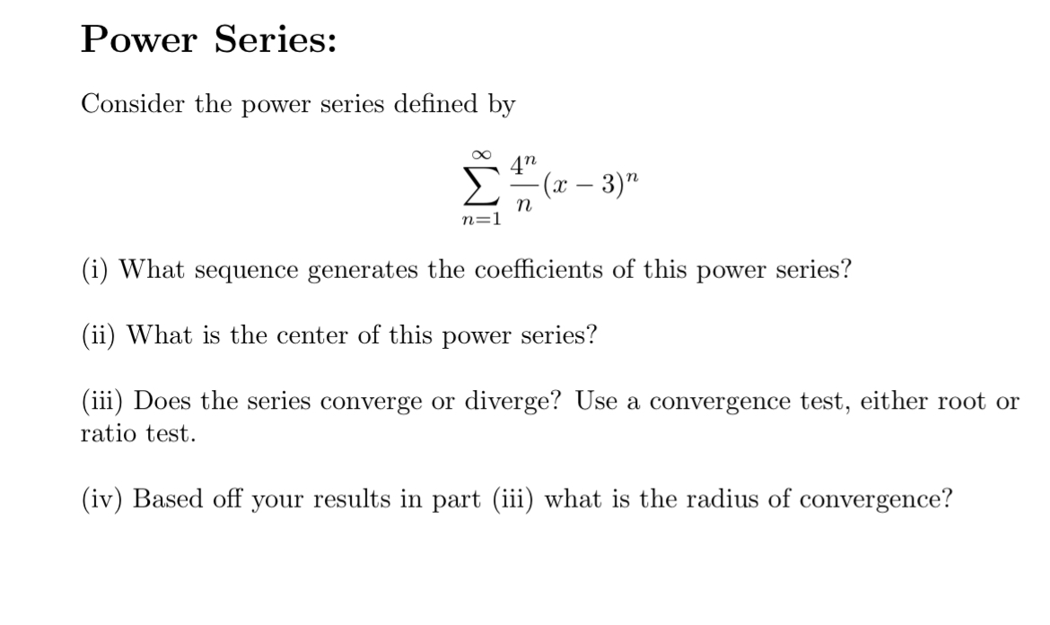 Solved Power Series:Consider the power series defined | Chegg.com