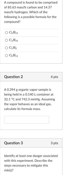 Solved A compound is found to be comprised of 85.63 mass% | Chegg.com