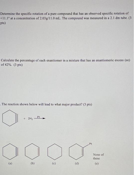 Solved Determine the specific rotation of a pure compound | Chegg.com