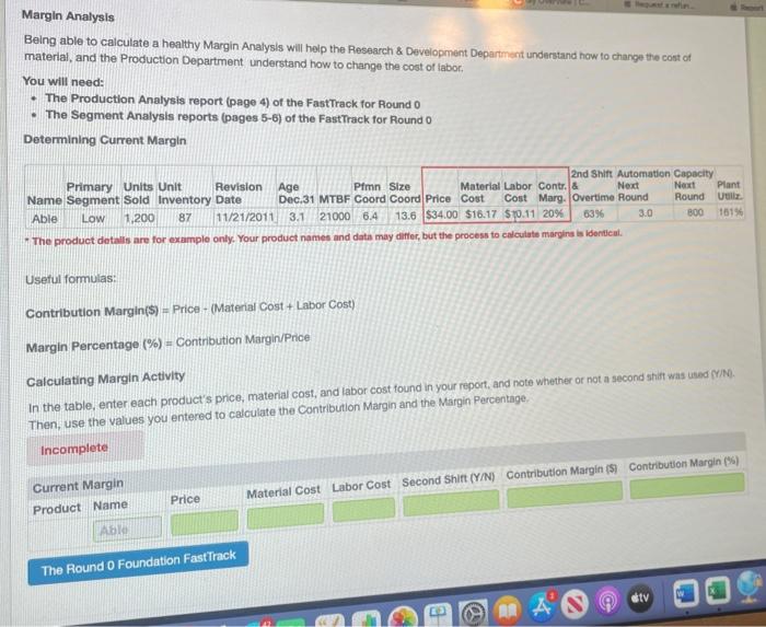 Solved Margin Analysis Being able to calculate a healthy | Chegg.com