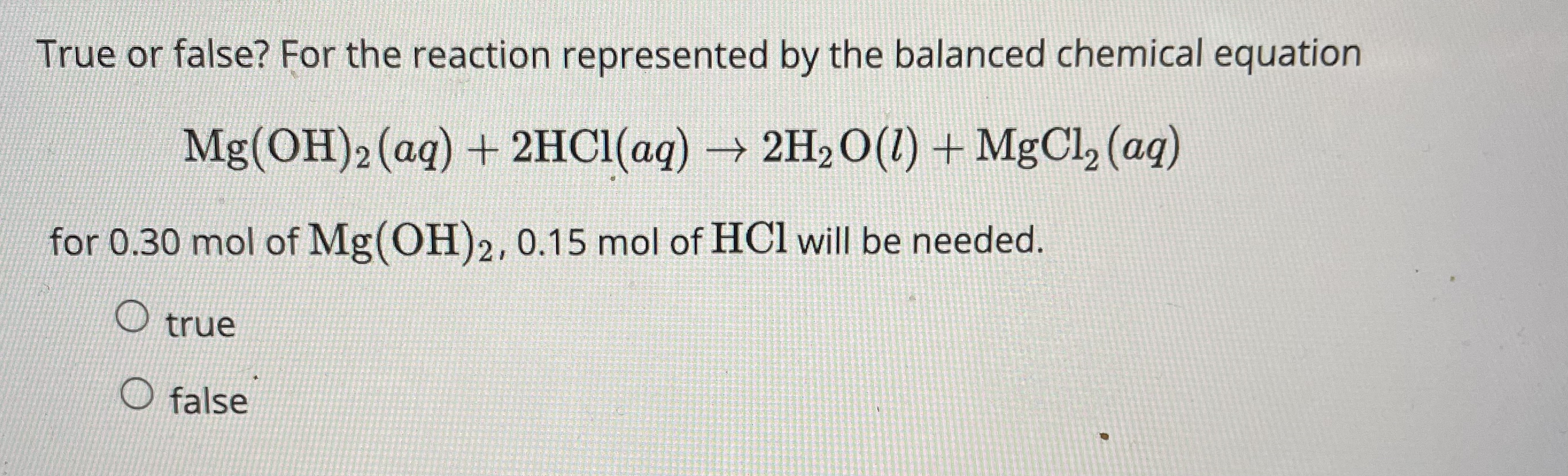 Solved True or false? For the reaction represented by the | Chegg.com