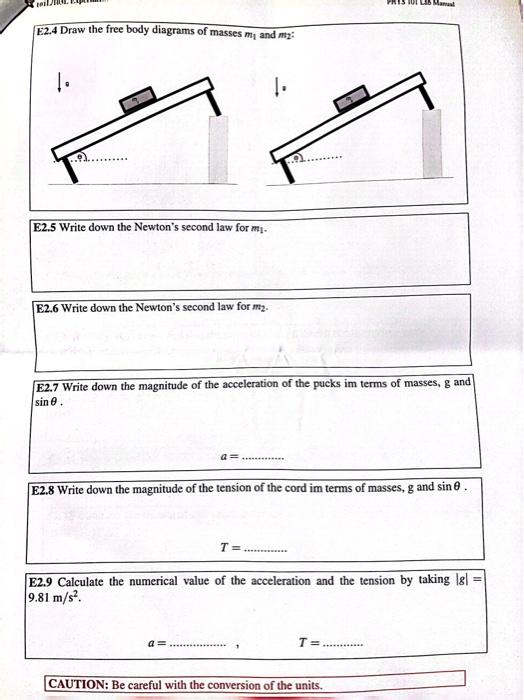 Solved 101L/103L EXPERIMENT 2 MOTION WITH CONSTANT | Chegg.com